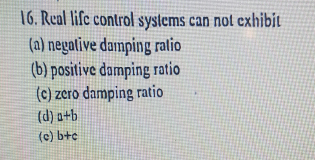 Solved Real life control systems can not exhibit(a) | Chegg.com
