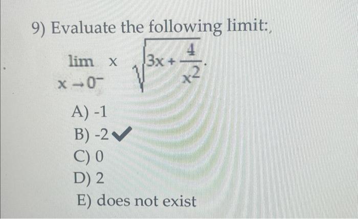 Solved 9) Evaluate the following limit: 1 lim x 3x x-0- A) | Chegg.com