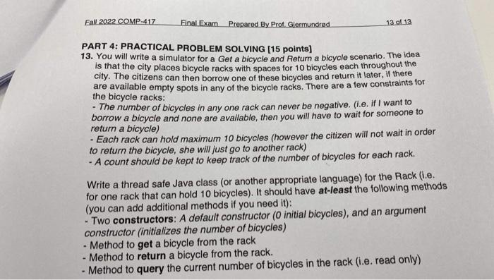 Solved PART 4: PRACTICAL PROBLEM SOLVING [15 points] 13. You | Chegg.com