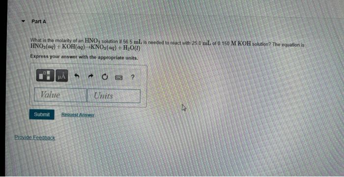 Solved What is the molarity of an HNO3 solution if 56.5 mL | Chegg.com