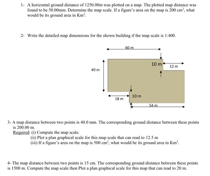 Solved 1- A horizontal ground distance of 1250.00m was | Chegg.com