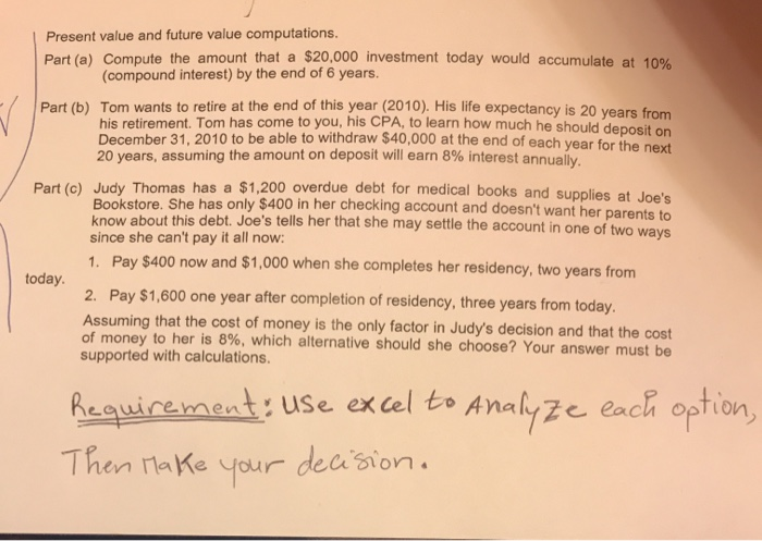 Solved Present value and future value computations. Part(a) | Chegg.com