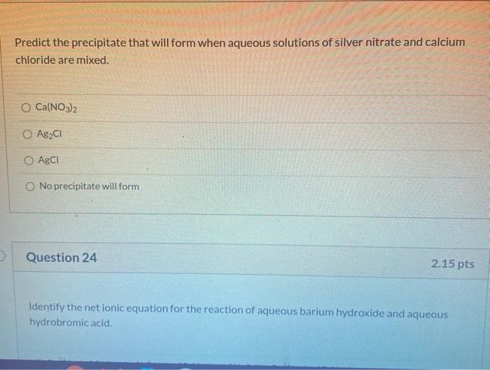 Solved Predict the precipitate that will form when aqueous | Chegg.com