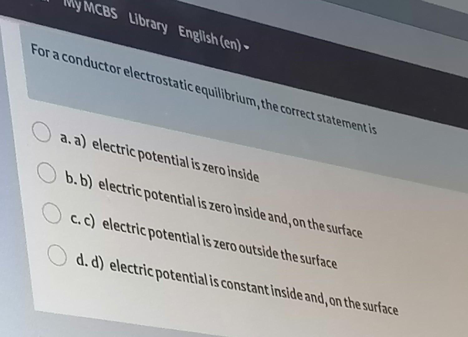 Solved MCBS Library English (en) For a conductor | Chegg.com