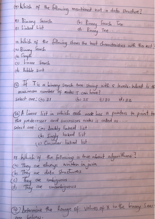 Solved Data structure and algorithm o Which of the following | Chegg.com