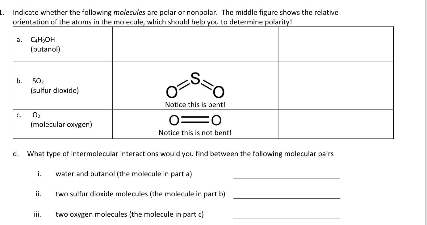 Solved Indicate whether the following molecules are polar or | Chegg.com