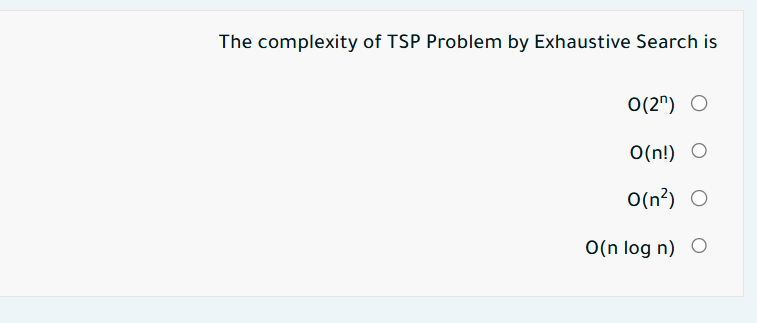 Solved The complexity of TSP Problem by Exhaustive Search | Chegg.com