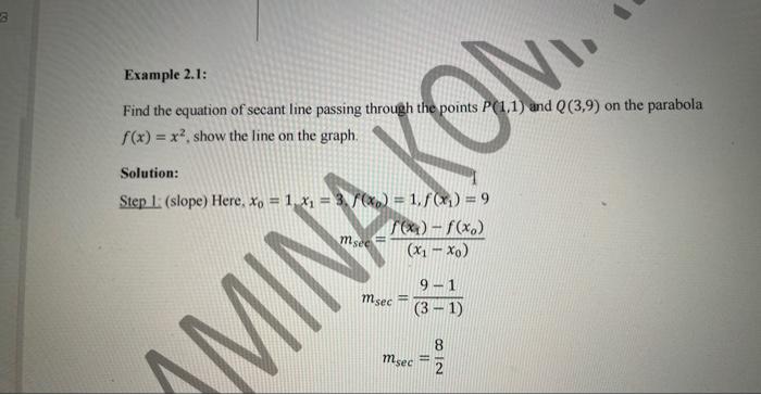 Solved Find the equation of secant line passing through the | Chegg.com