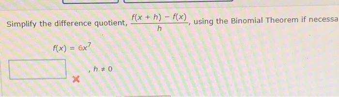 Solved Simplify the difference quotient, hf(x+h)−f(x), using | Chegg.com