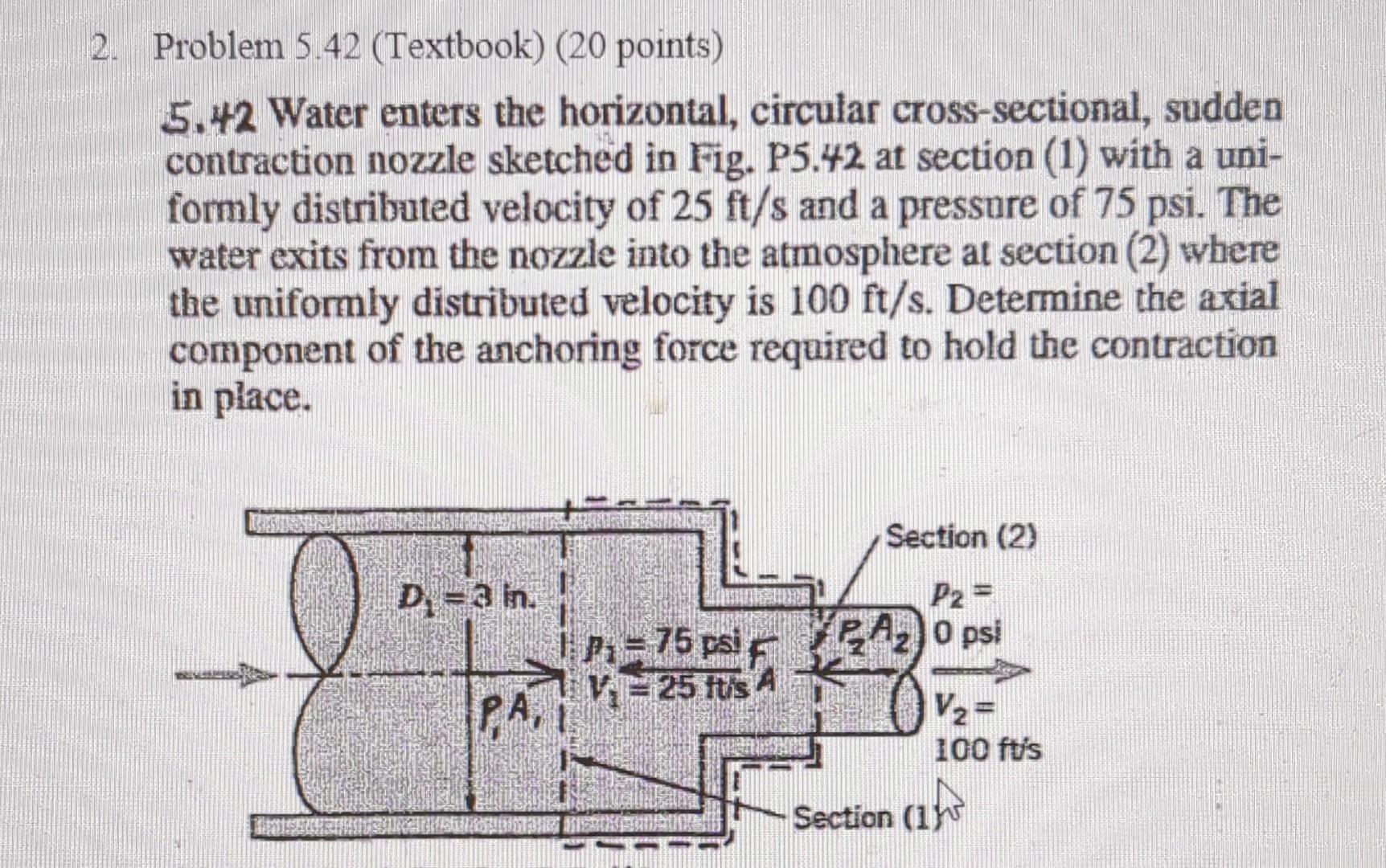 Solved 5.42 Water enters the horizontal, circular | Chegg.com