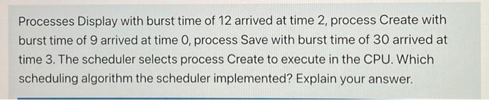 Solved Processes Display with burst time of 12 arrived at | Chegg.com