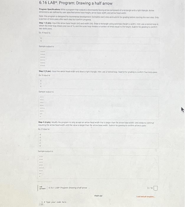 Solved 6.14 LAB: Warm up: Drawing a right triangle triangle | Chegg.com