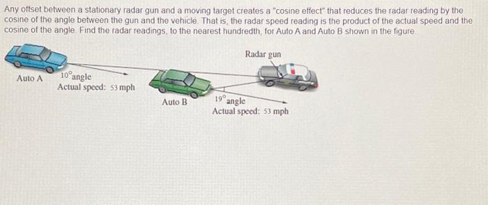 Solved Any offset between a stationary radar gun and a | Chegg.com