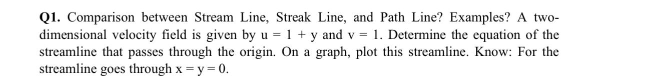 Solved Q1. ﻿Comparison between Stream Line, Streak Line, and | Chegg.com