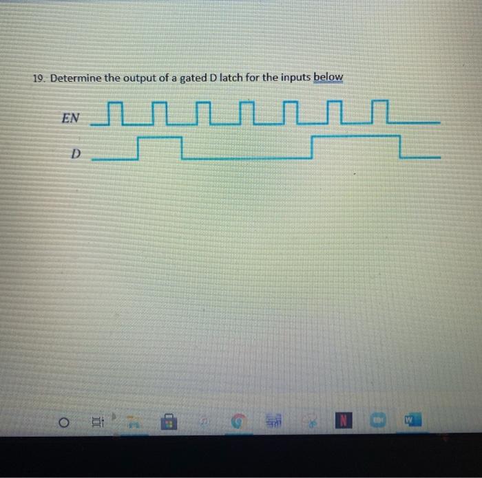 Solved 19. Determine the output of a gated D latch for the | Chegg.com