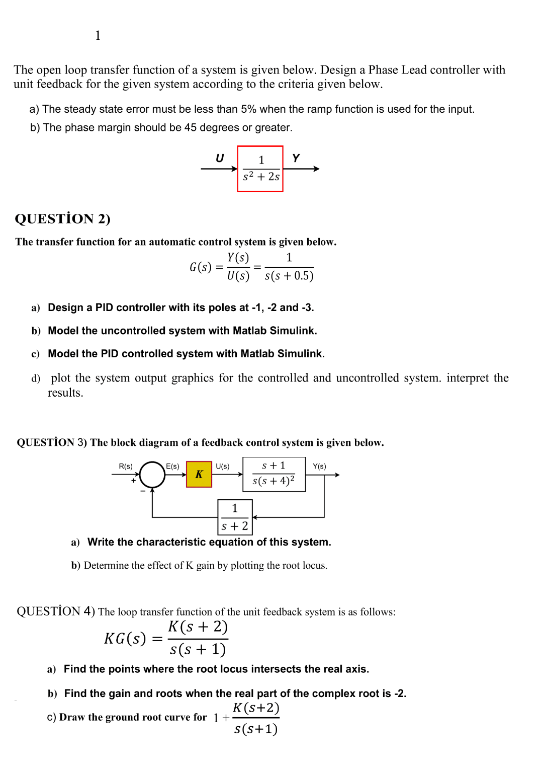Solved The open loop transfer function of a system is given | Chegg.com