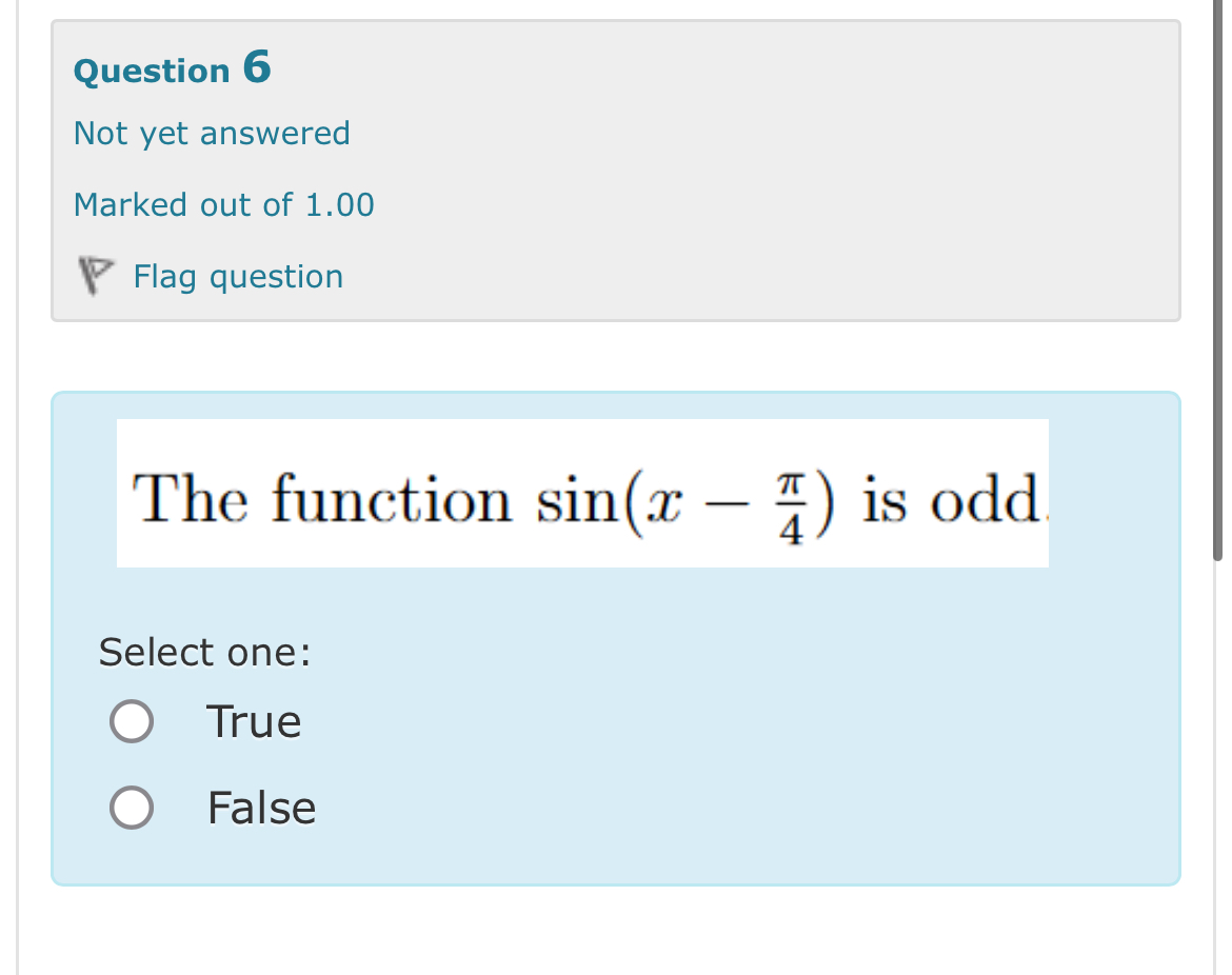 Solved Question 6Not yet answeredMarked out of 1.00Flag | Chegg.com