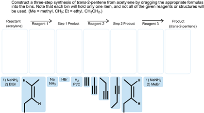 Construct a three-step synthesis of trans-2-pentene | Chegg.com