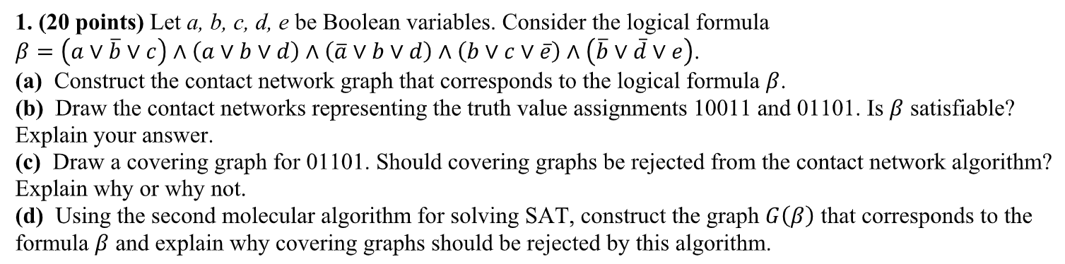 Solved (20 ﻿points) ﻿Let a,b,c,d,e ﻿be Boolean variables. | Chegg.com