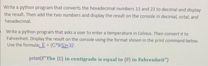 Solved Write A Python Program That Converts The Hexadecimal