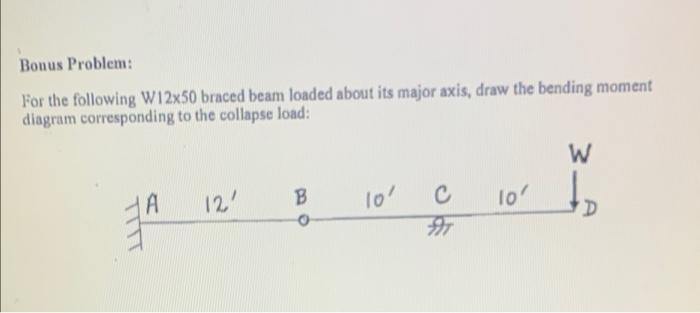 Solved Bonus Problem: For the following W12x50 braced beam | Chegg.com