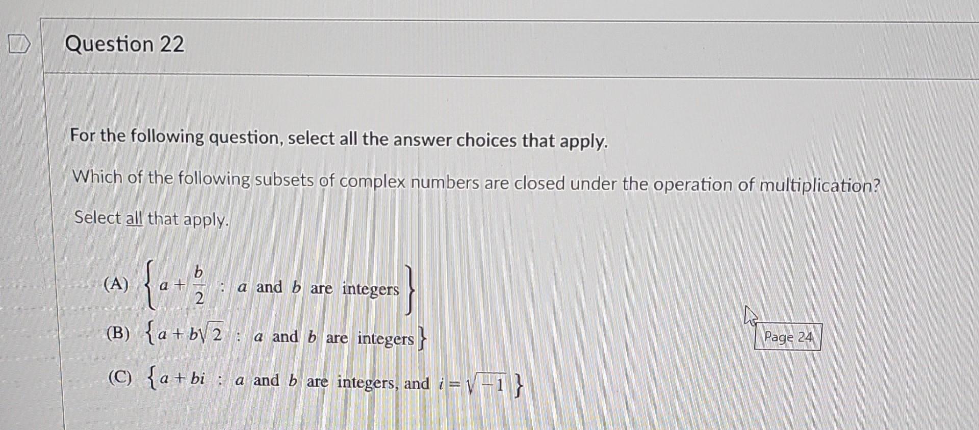 Solved Question 22 For the following question, select all | Chegg.com