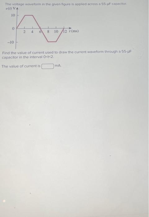 Solved The voltace waveform in the aiven ficure is applied | Chegg.com