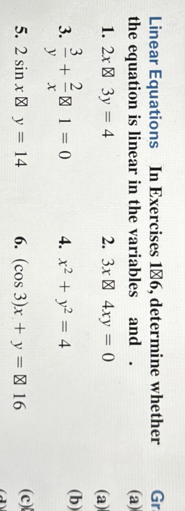 Solved Linear Equations In Exercises 1 ⊠ 6, ﻿determine | Chegg.com