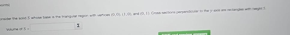 Solved onsider the solid S ﻿whose base is the triangular | Chegg.com