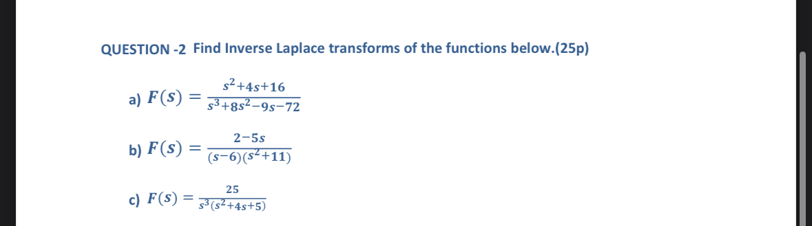Solved QUESTION -2 ﻿Find Inverse Laplace transforms of the | Chegg.com