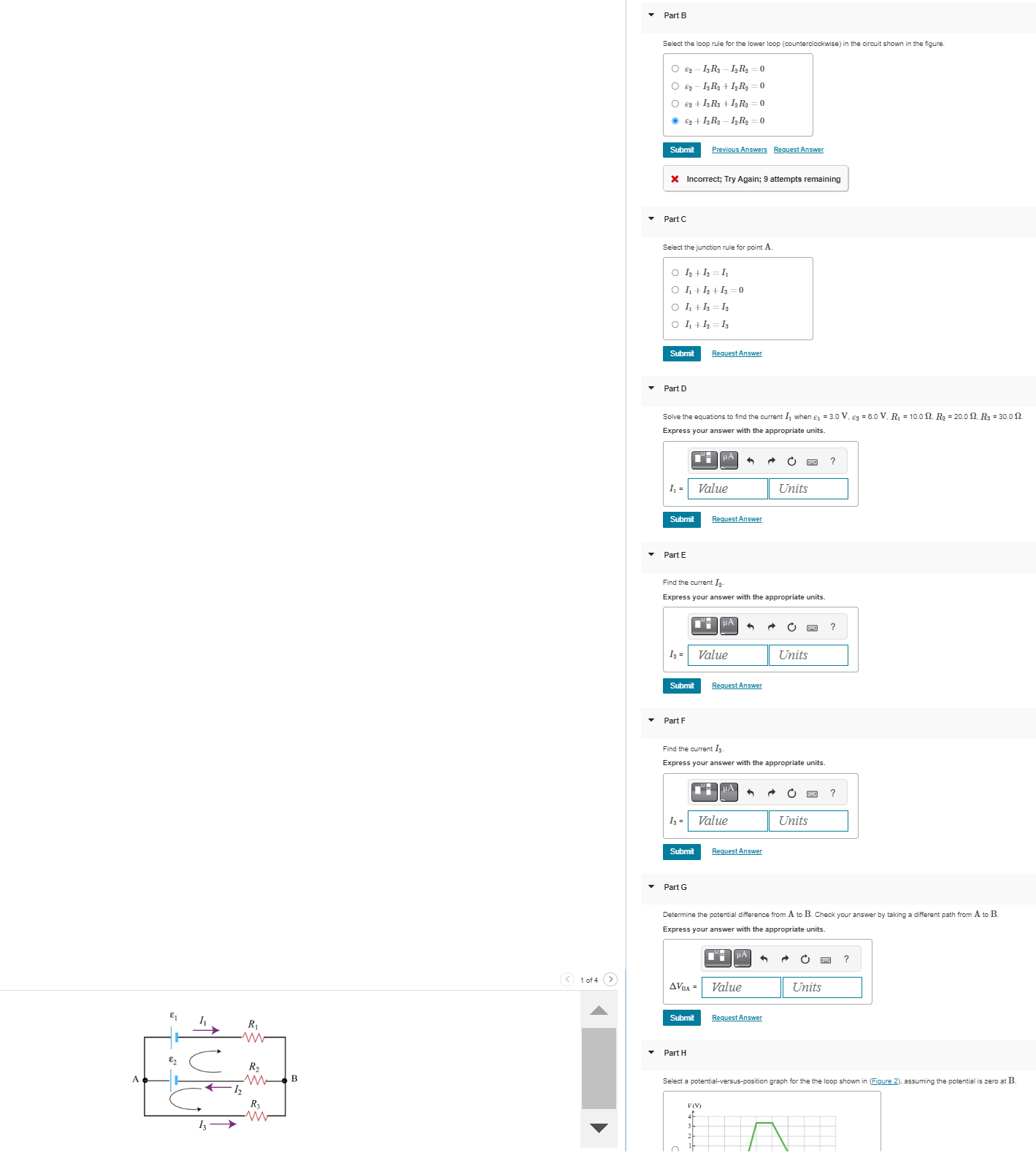 Solved Select the loop rule for the lower loop | Chegg.com