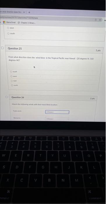 Solved wert Question 25 Feom what direction does the wind | Chegg.com