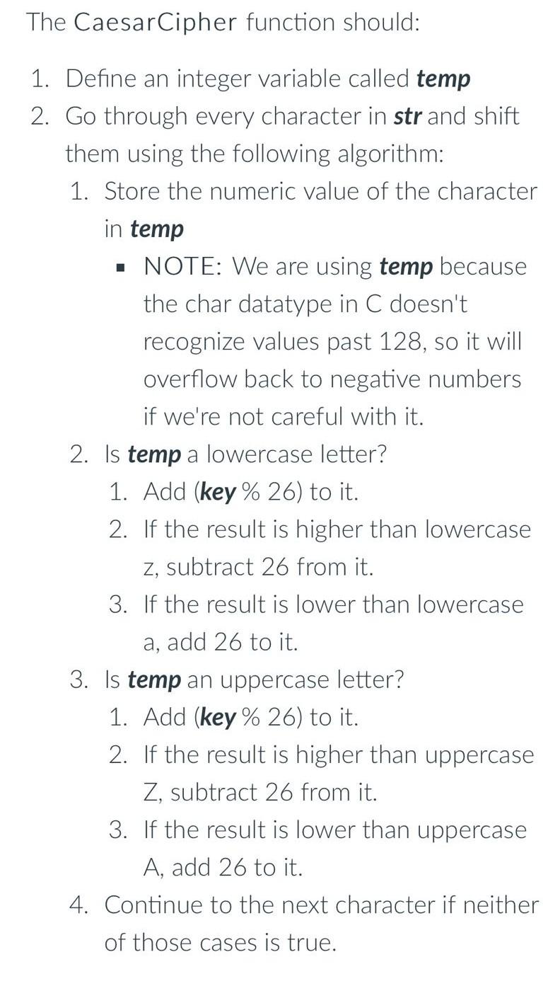 Solved Caesar Cipher is a type of encryption where a string | Chegg.com