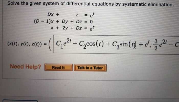 Solved Solve the given system of differential equations by | Chegg.com