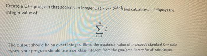 Solved Create a C++ program that accepts an integer n (1 | Chegg.com