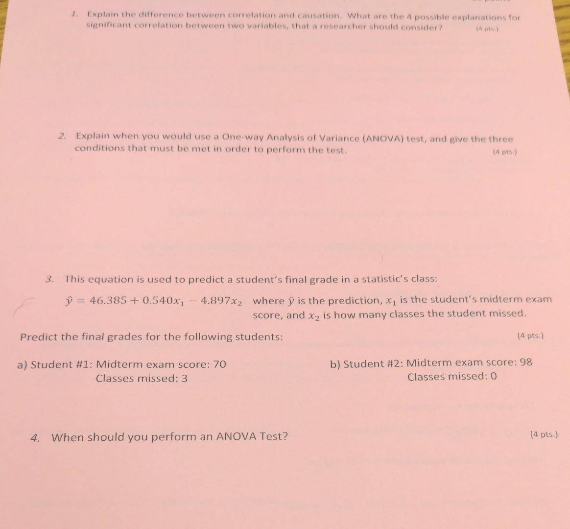 Solved 1. Explain the difference between correlation and | Chegg.com