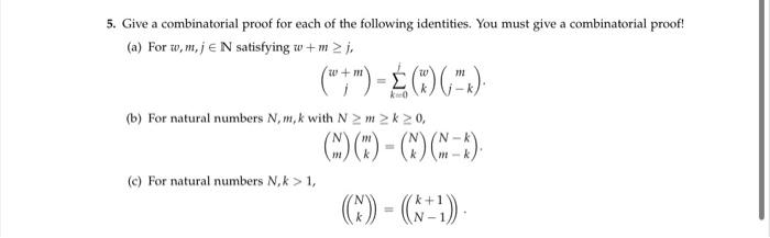 5. Give a combinatorial proof for each of the | Chegg.com