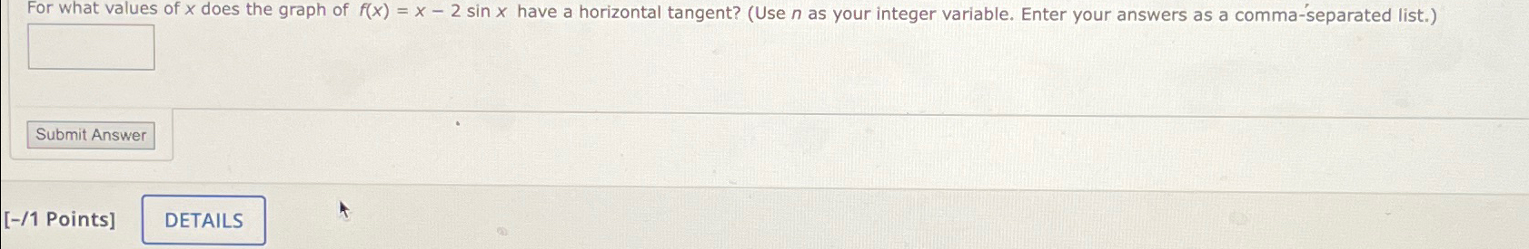 Solved For what values of x ﻿does the graph of f(x)=x-2sinx | Chegg.com