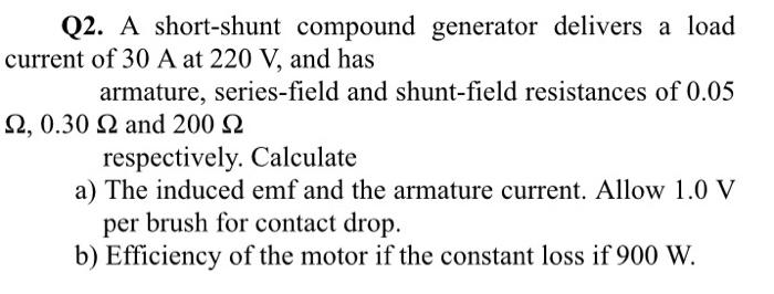 Short Shunt Compound Generator Diagram Characteristics Of Dc