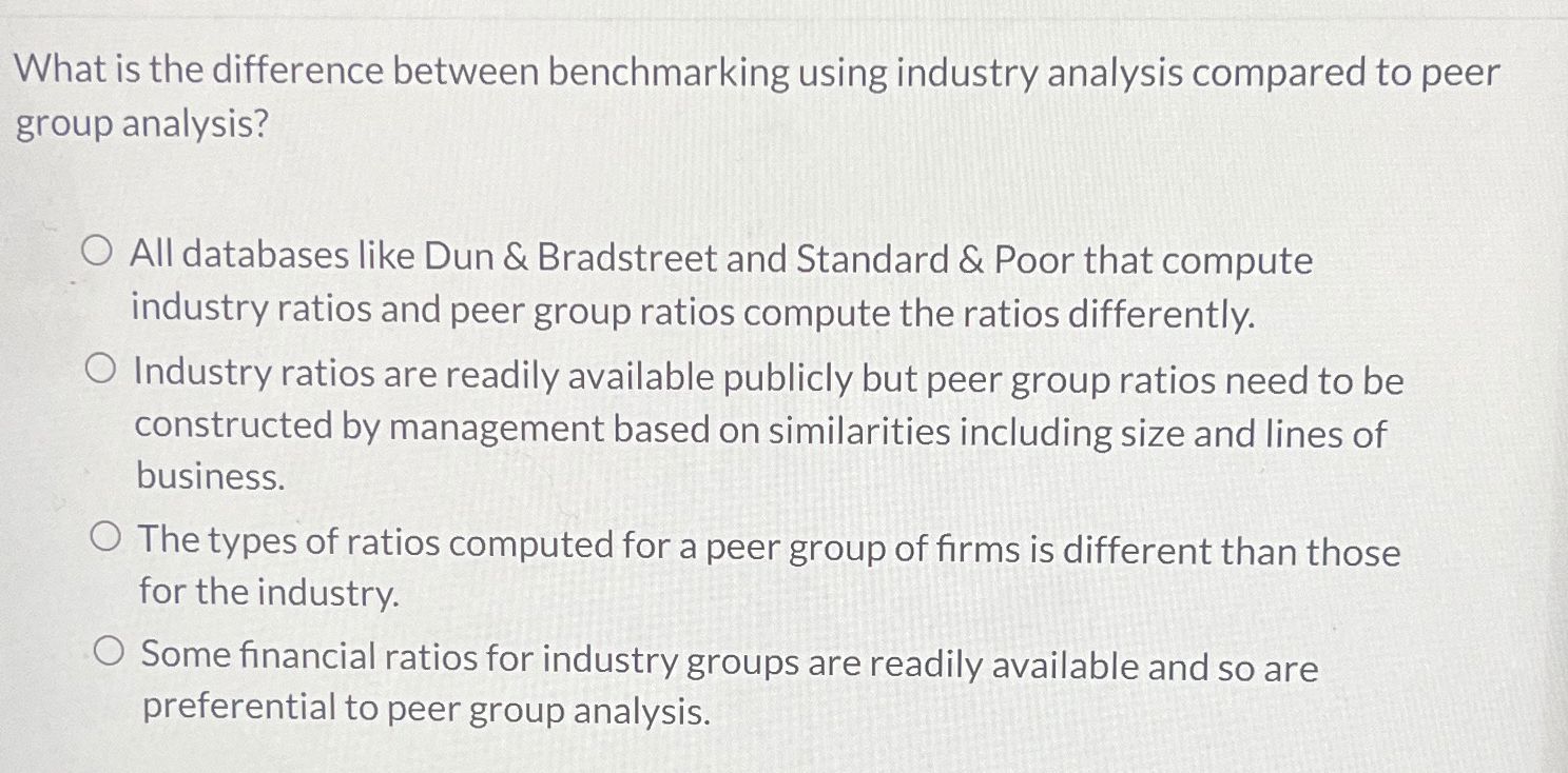 Solved What is the difference between benchmarking using | Chegg.com