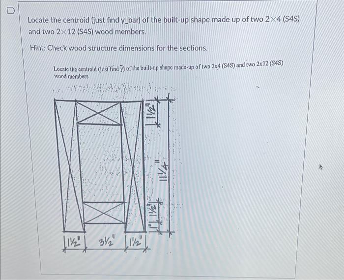 Solved locate the centroid (just find y_bar) of the built-up | Chegg.com