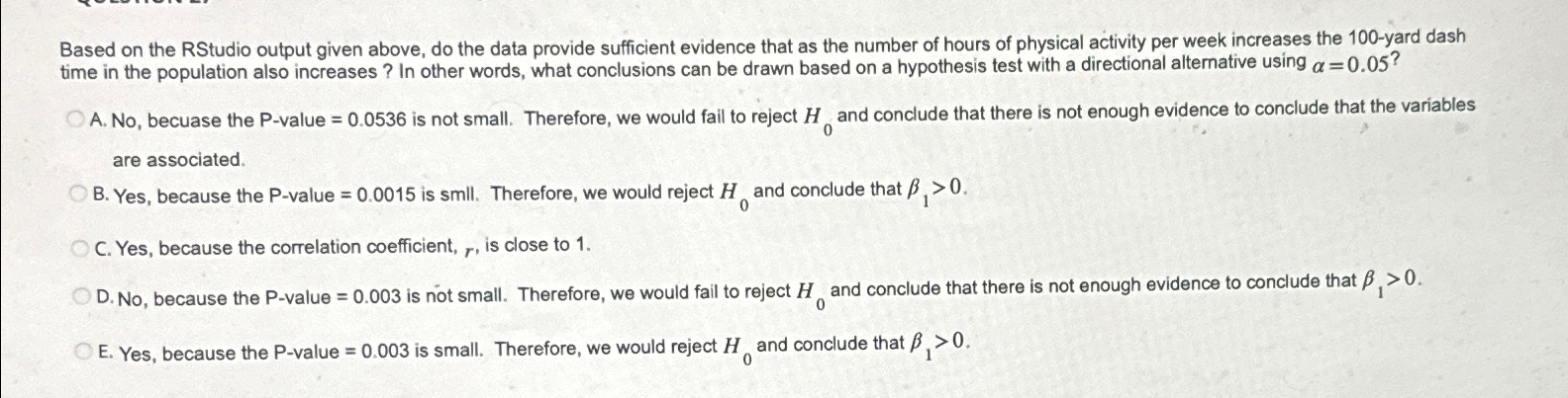 Solved How to solve Based on the RStudio output given above, | Chegg.com