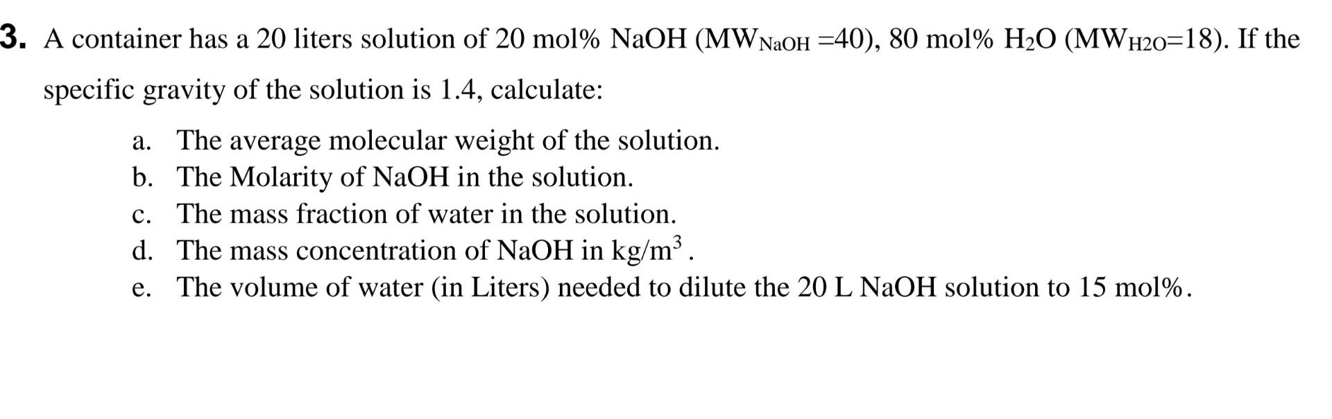 Solved A container has a 20 liters solution of 20 | Chegg.com