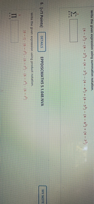 Solved Write The Given Expression Using Summation Notation 6423