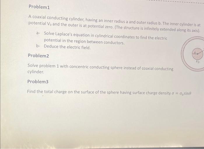 Solved Problem1 A coaxial conducting cylinder, having an | Chegg.com