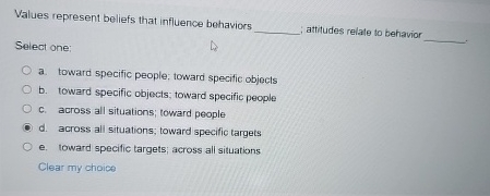 Solved Values represent beliefs that influence | Chegg.com