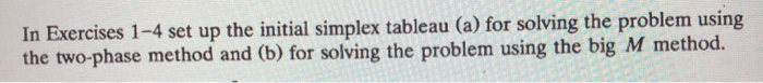 Solved In Exercises 1 4 Set Up The Initial Simplex Tableau
