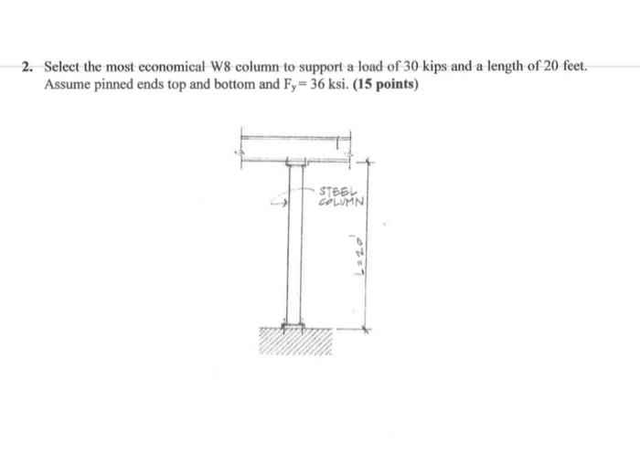 Solved 2. Select the most economical W8 column to support a | Chegg.com