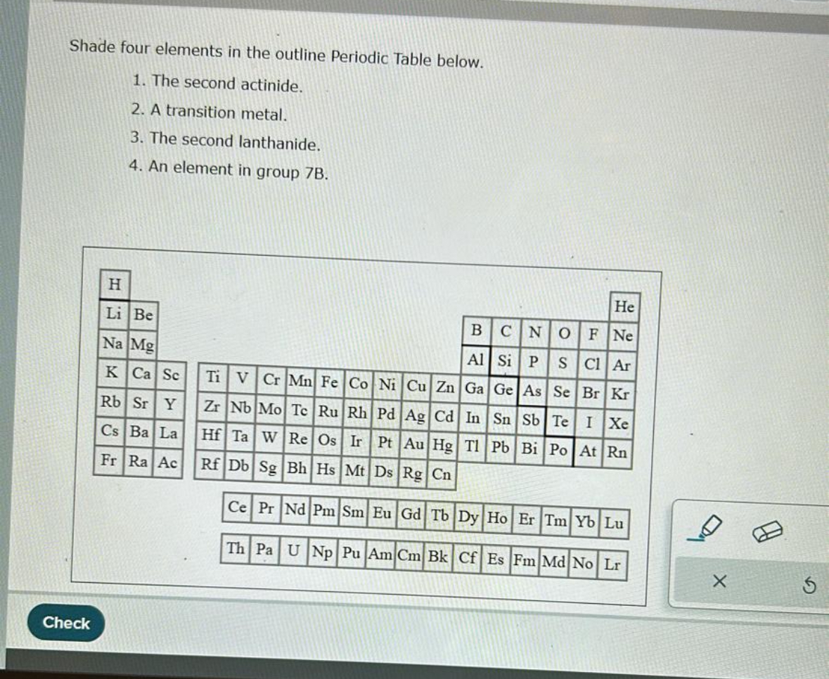 Solved Shade four elements in the outline Periodic Table | Chegg.com