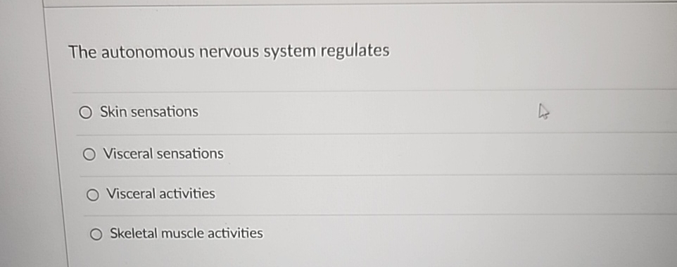 Solved The autonomous nervous system regulatesSkin | Chegg.com